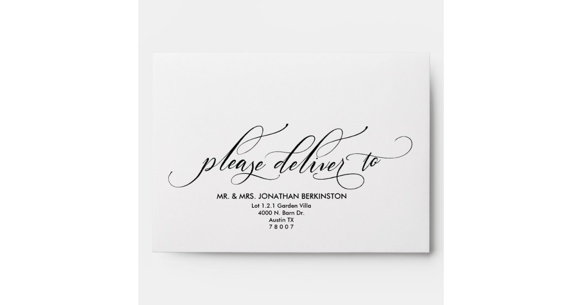 Wedding A7 Envelope in rustic calligraphy theme | Zazzle