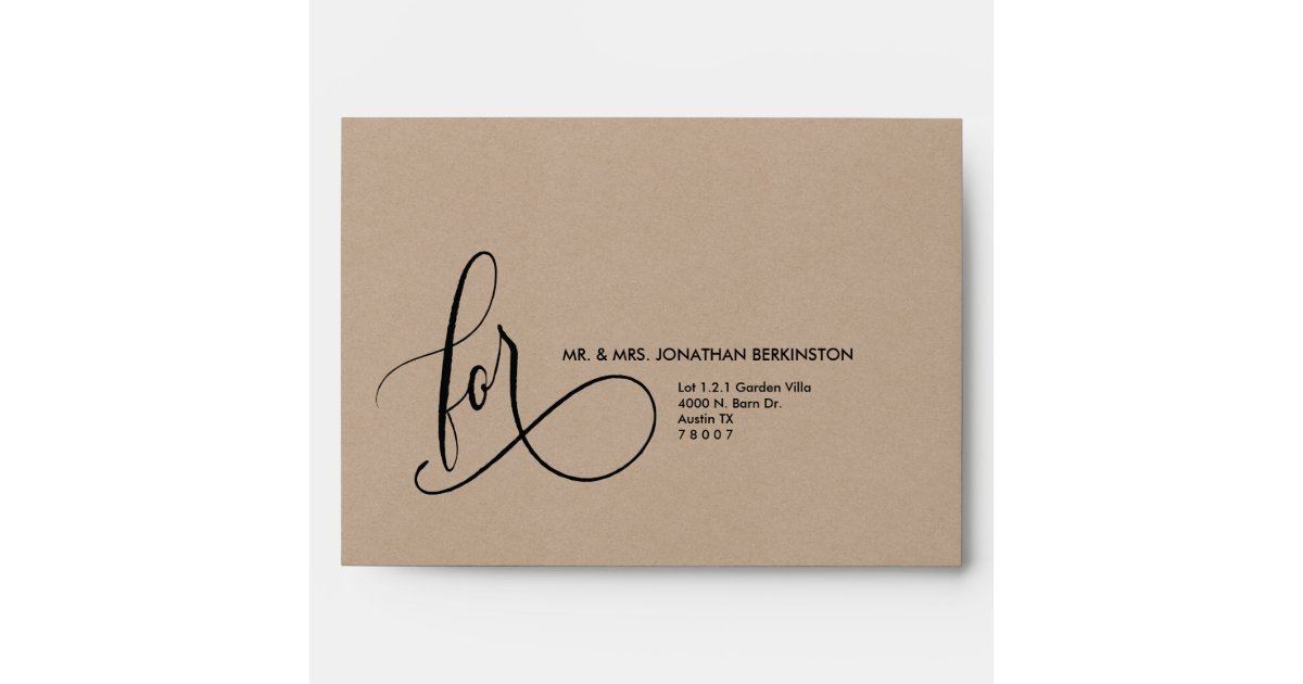 Wedding A7 Envelope kraft rustic calligraphy theme | Zazzle