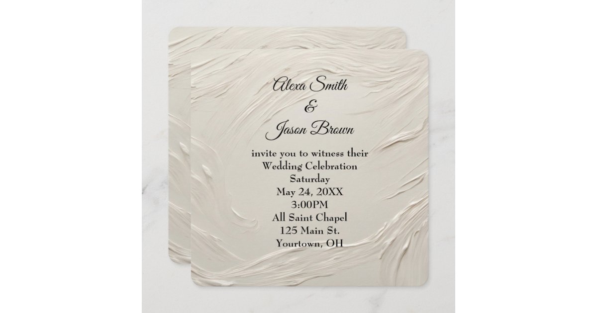 Wedding Abstract Ivory Texture Invitation | Zazzle