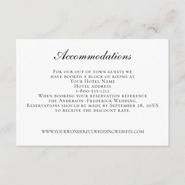 Wedding Accommodations QR code Wedding Website Enclosure Card | Zazzle