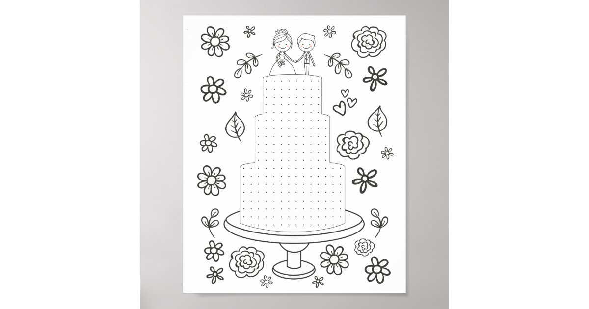 Wedding Activity Dot Game Coloring Page Poster | Zazzle