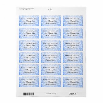 Wedding Address Blue Glitter Lights Label | Zazzle