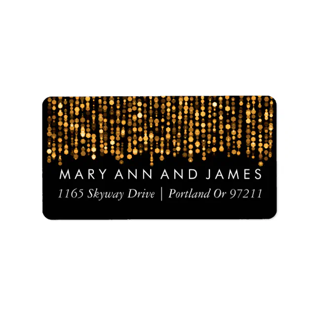 Wedding Address Modern Gold Lights Label | Zazzle