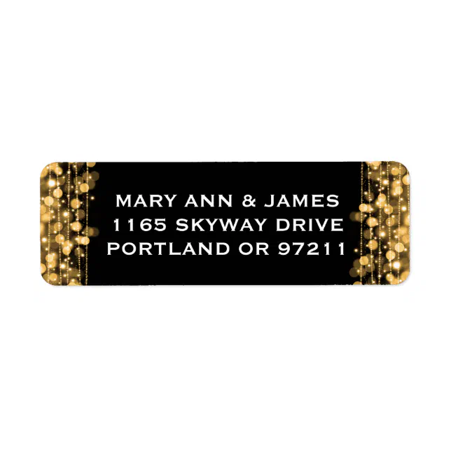 Wedding Address Party Sparkles Gold Label | Zazzle