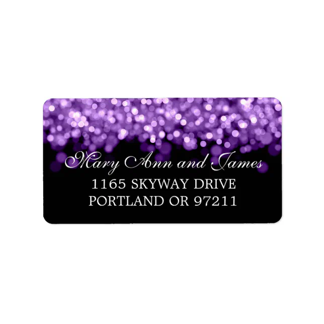Wedding Address Purple Lights Label | Zazzle