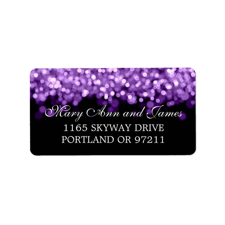 Wedding Address Purple Lights Label | Zazzle