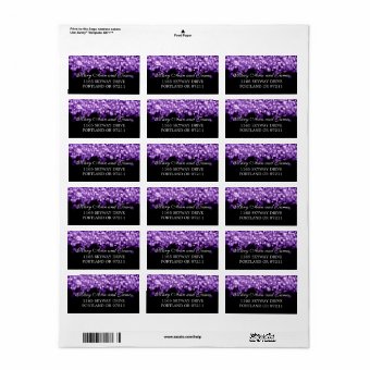 Wedding Address Purple Lights Label | Zazzle