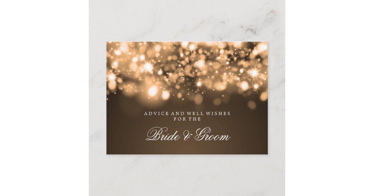 Wedding Advice Card Gold Sparkling Lights | Zazzle.com