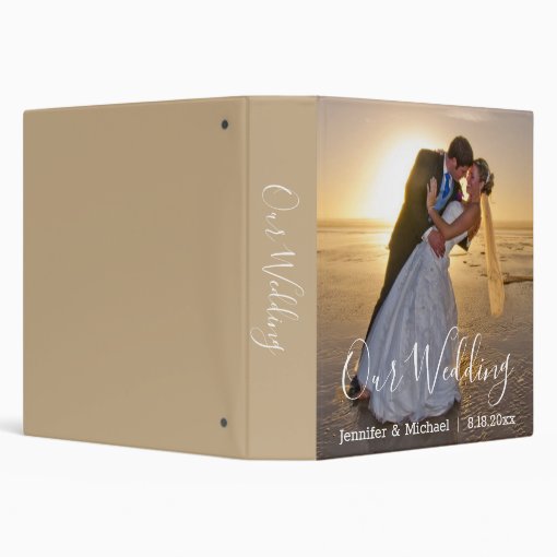 wedding album, photo of bride and groom in sunset 3 ring binder | Zazzle