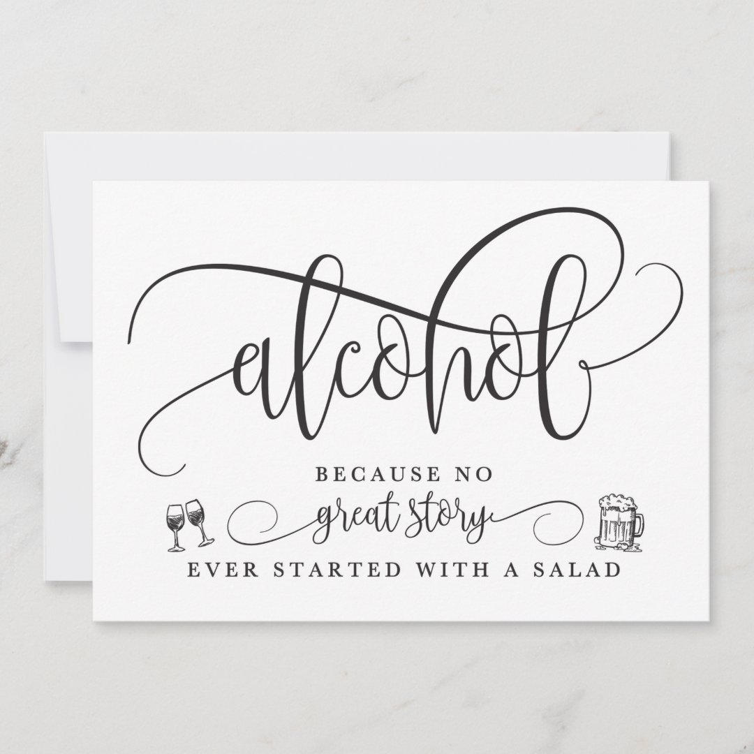 Wedding Alcohol Bar Sign Invitation | Zazzle