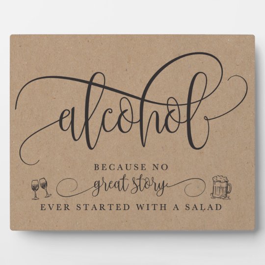 Wedding Alcohol Bar Sign Plaque | Zazzle.com
