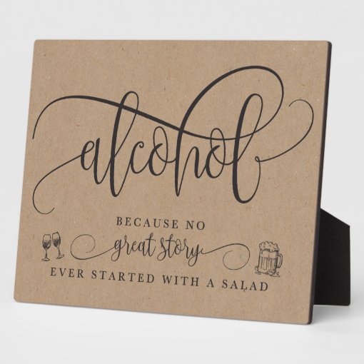 Wedding Alcohol Bar Sign Plaque | Zazzle