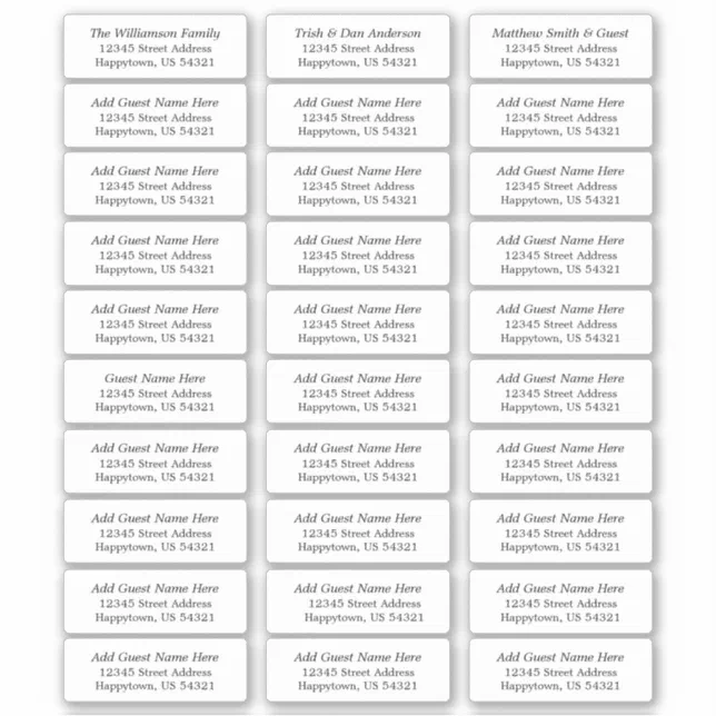 Wedding and Event 30 Guest Address Labels | Zazzle