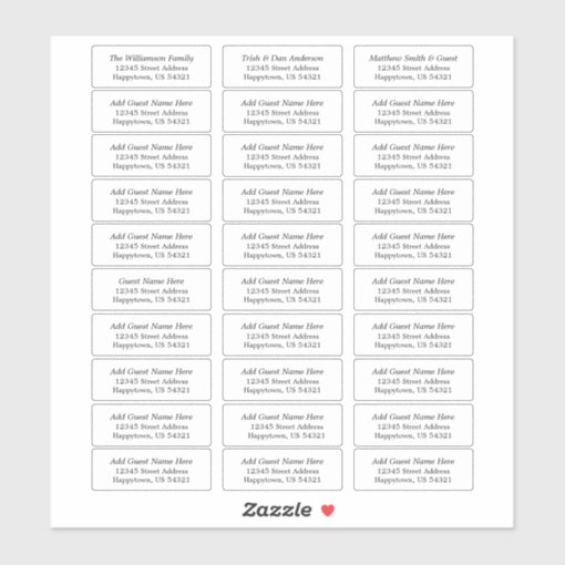 Wedding and Event 30 Guest Address Labels | Zazzle