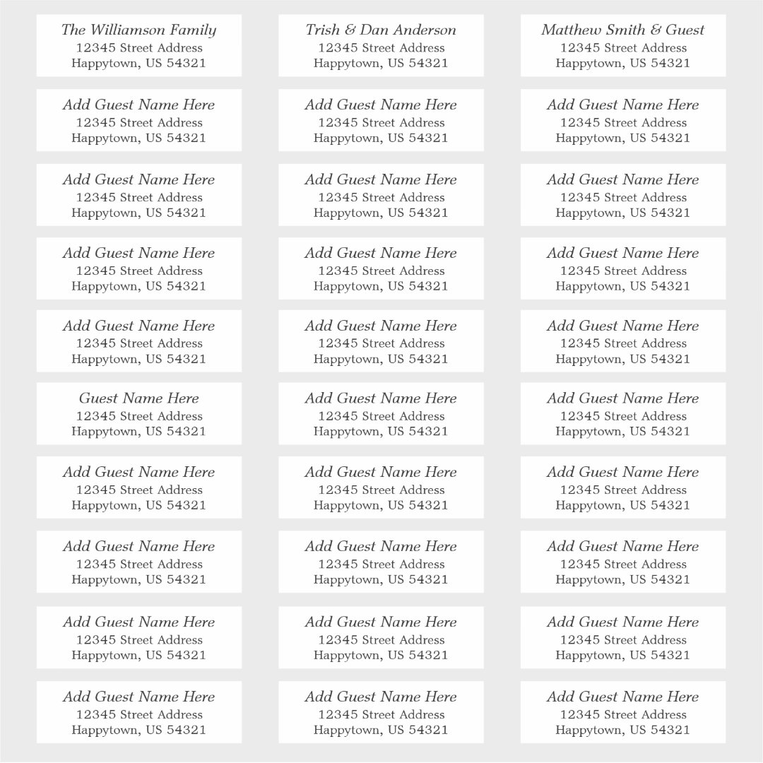 Wedding and Event 30 Guest Address Labels | Zazzle