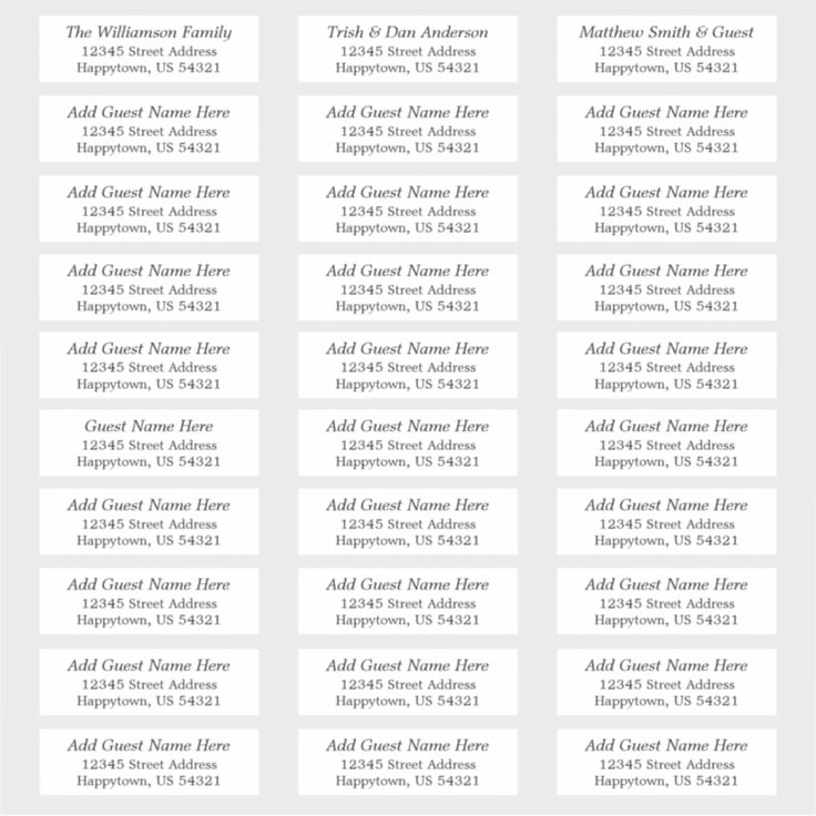 Wedding and Event 30 Guest Address Labels | Zazzle