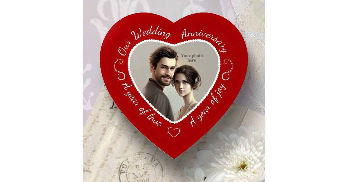 Wedding Anniversary - Any Year: Custom Heart Photo Paperweight | Zazzle