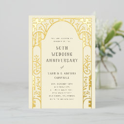 Wedding Anniversary Arch Gold Foil Invitation | Zazzle