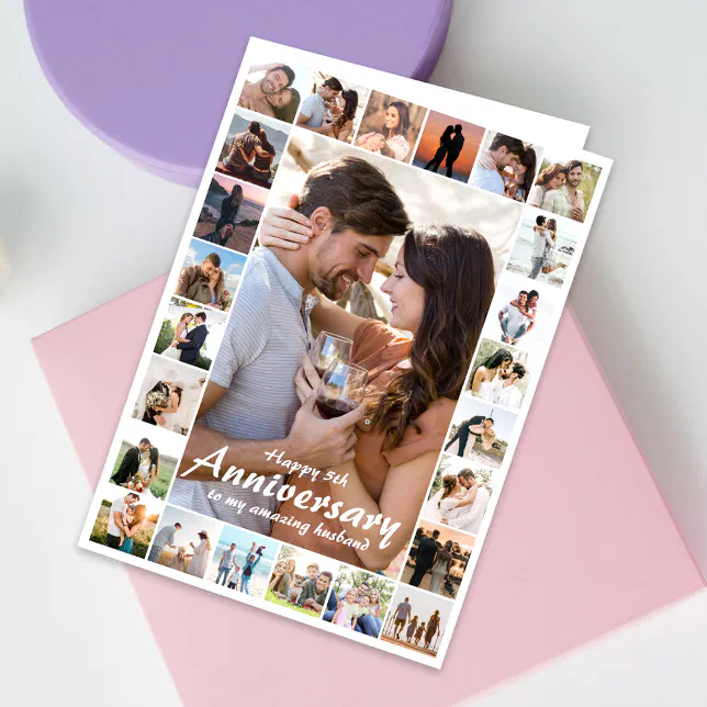 Wedding Anniversary Custom Collage | Photo Card | Zazzle