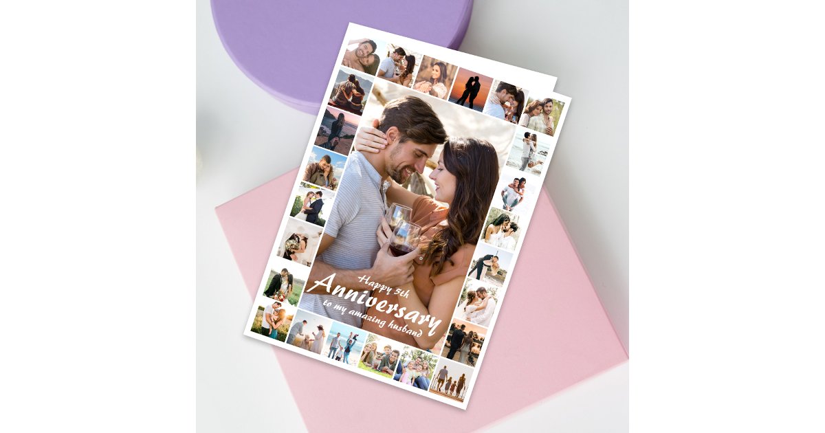 Wedding Anniversary Custom Collage | Photo Card | Zazzle