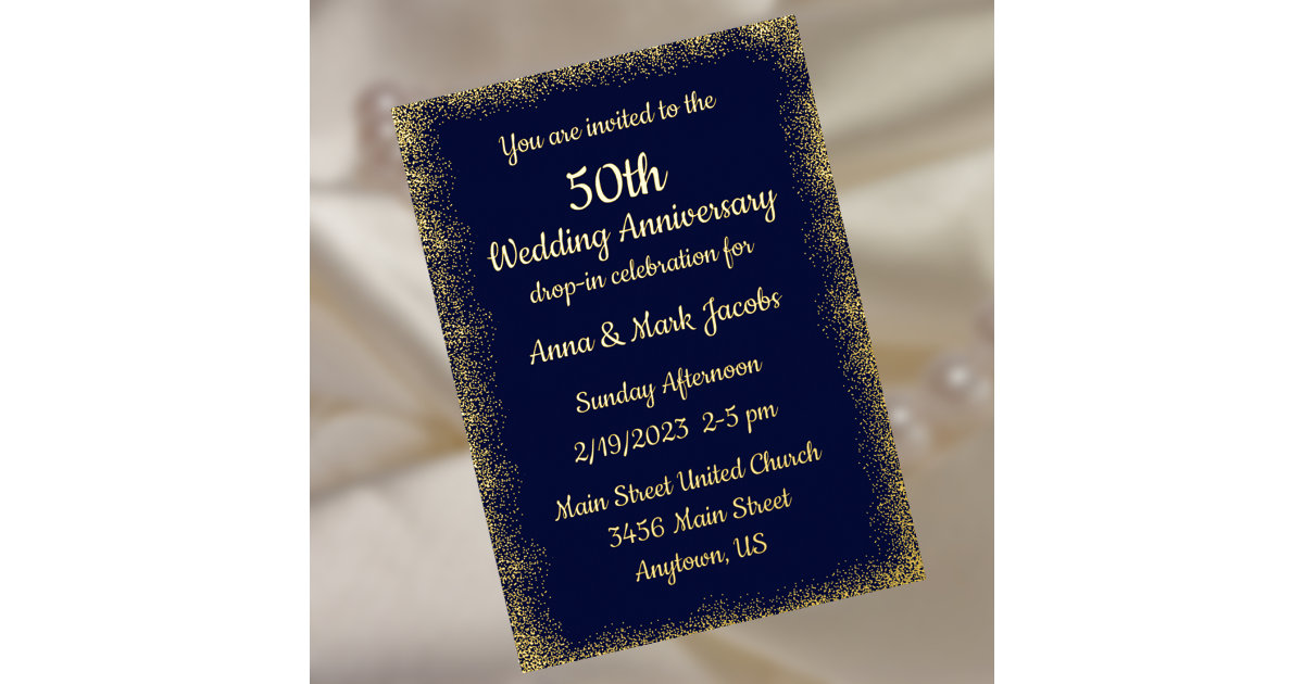 Wedding Anniversary Drop-In Invitation Foil Invitation | Zazzle