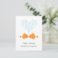 Wedding Anniversary Married Couple Heart Fish Postcard | Zazzle