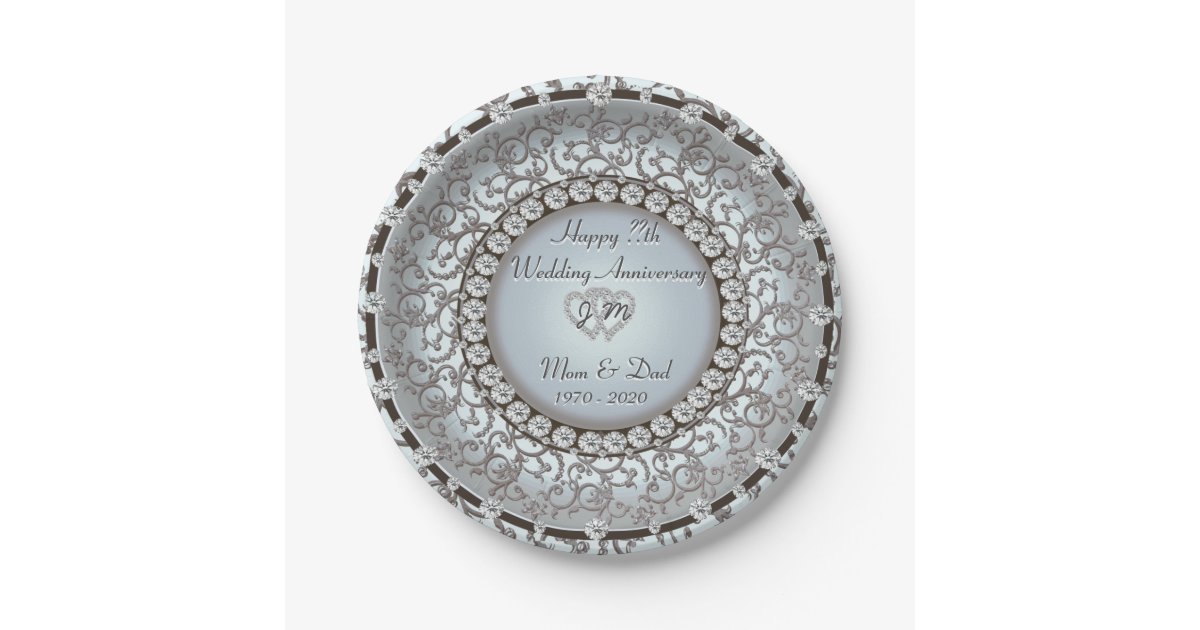 Wedding Anniversary Monogram Plate | Zazzle