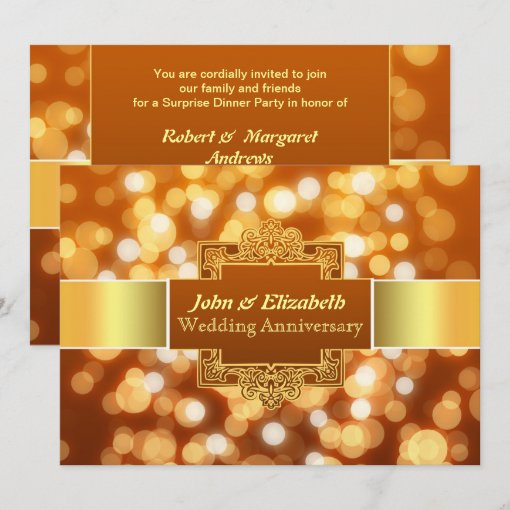 wedding anniversary party golden invitation | Zazzle