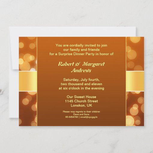wedding anniversary party golden invitation | Zazzle