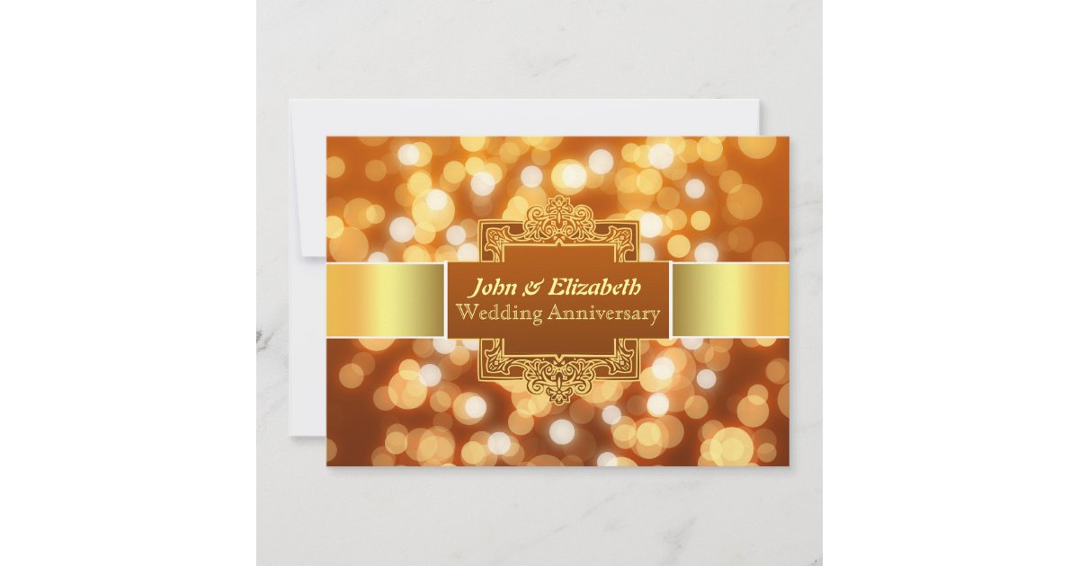 wedding anniversary party golden invitation | Zazzle