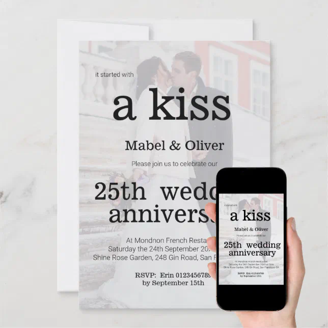 Wedding Anniversary Photo Modern Chic Invitation | Zazzle