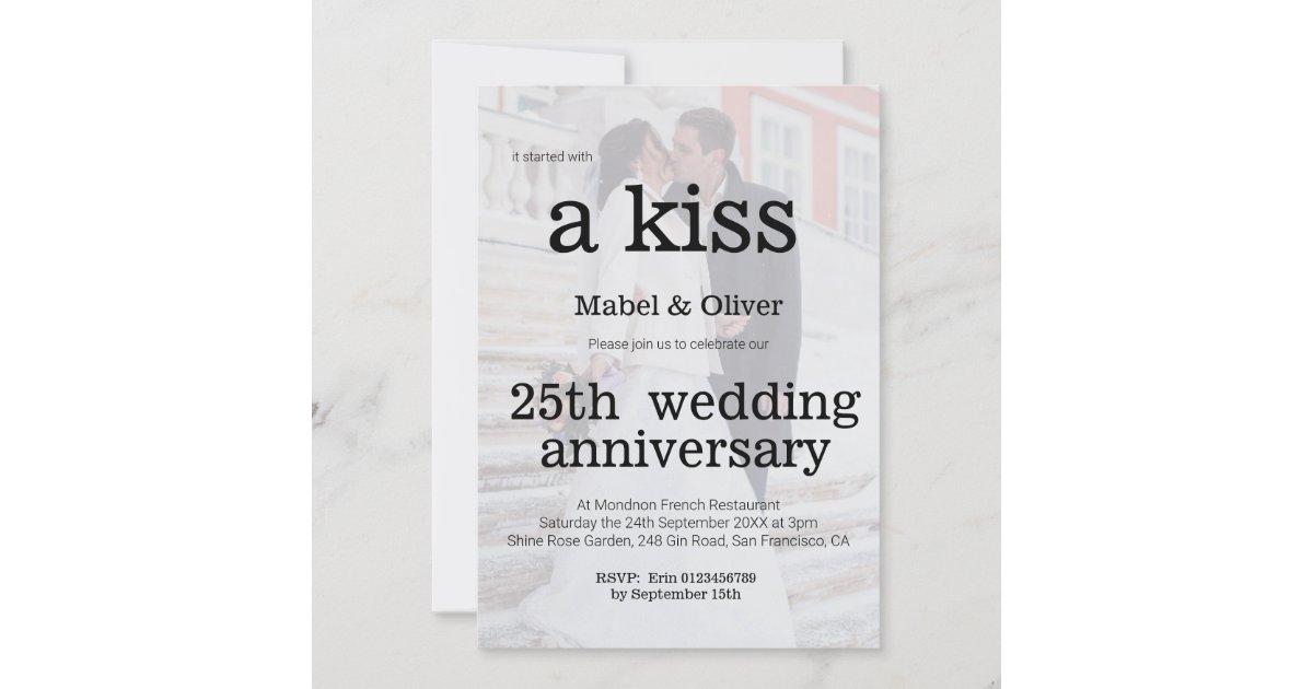 Wedding Anniversary Photo Modern Chic Invitation | Zazzle