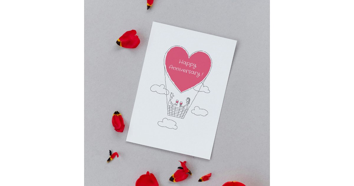 Wedding Anniversary Red Heart Married Couple Card | Zazzle