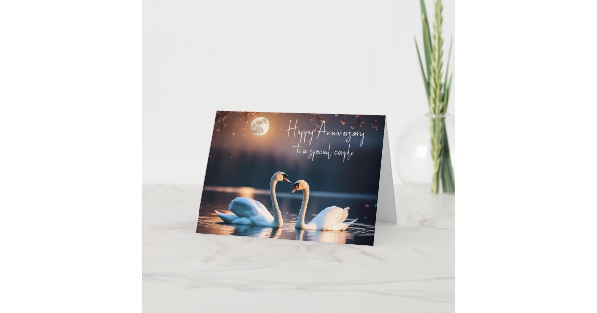 Wedding Anniversary Swans Card | Zazzle