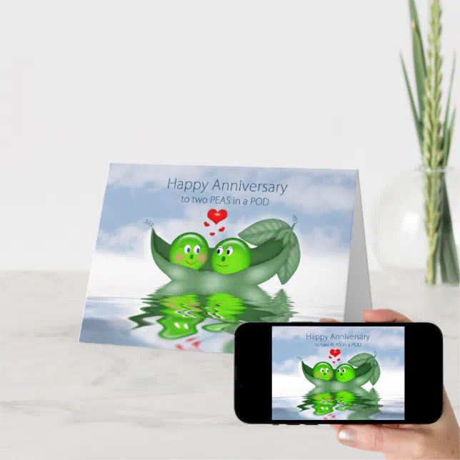 Wedding Anniversary,Two Peas in a Pod, Hearts Card | Zazzle