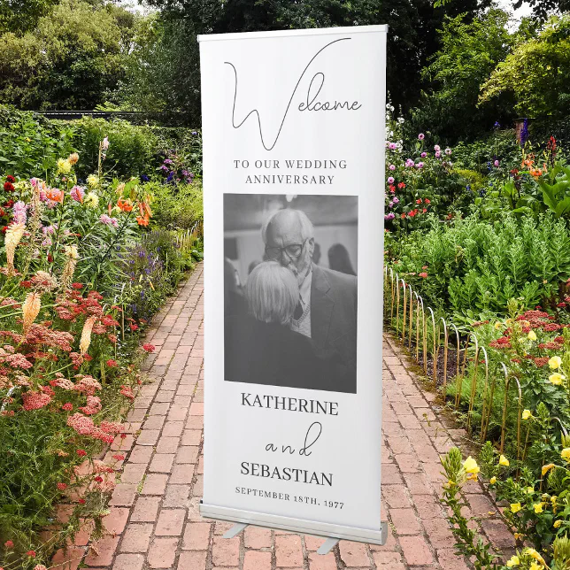 Wedding Anniversary Vow Renewal Couple Photo Retractable Banner | Zazzle