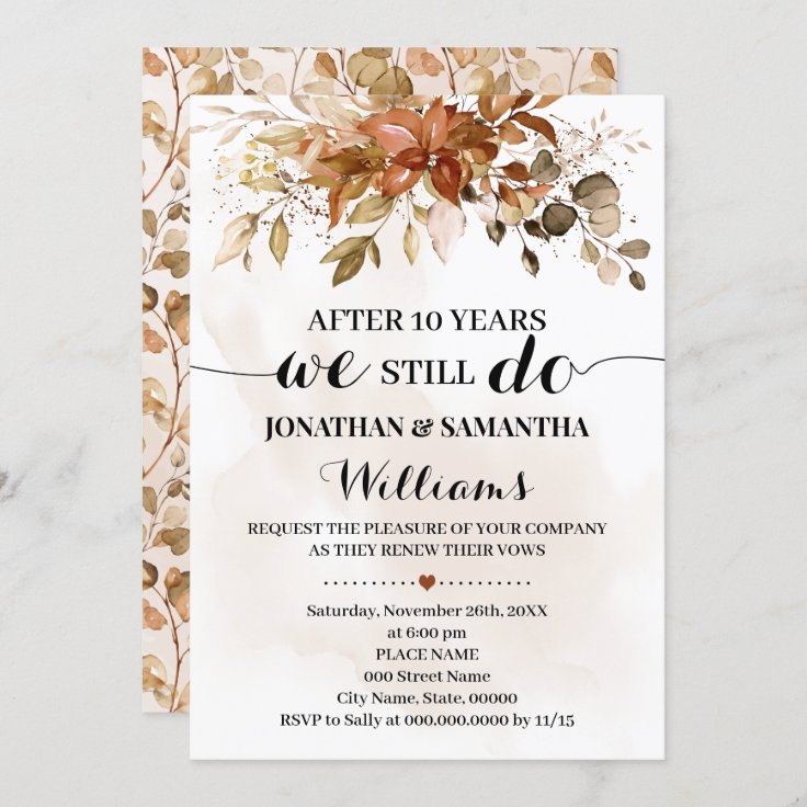 Wedding Anniversary We still Do Fall Autumn Invitation | Zazzle