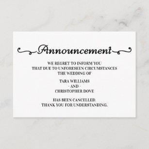Cancellation Wedding Announcements | Zazzle