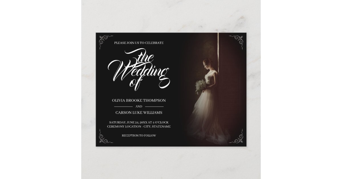 Wedding announcement with standing bride - Classic | Zazzle