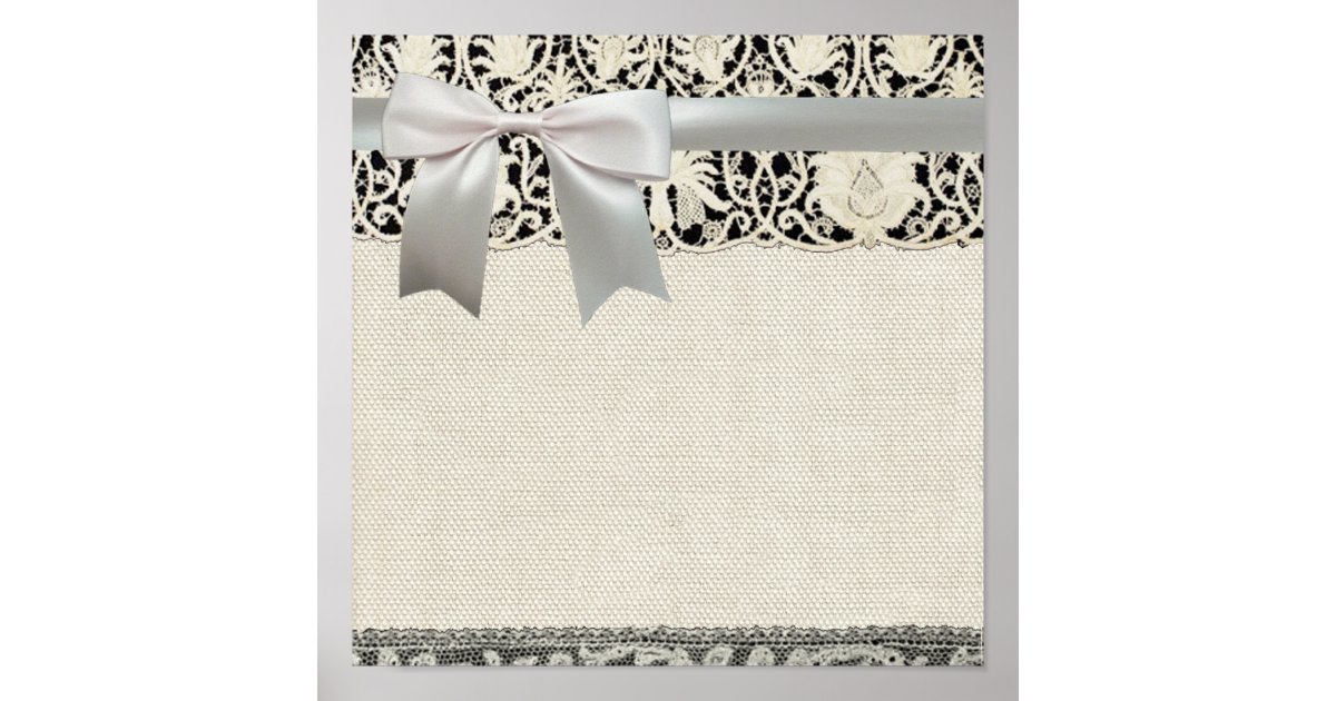 Wedding Antique Lace Linen White Classic Pretty Poster | Zazzle