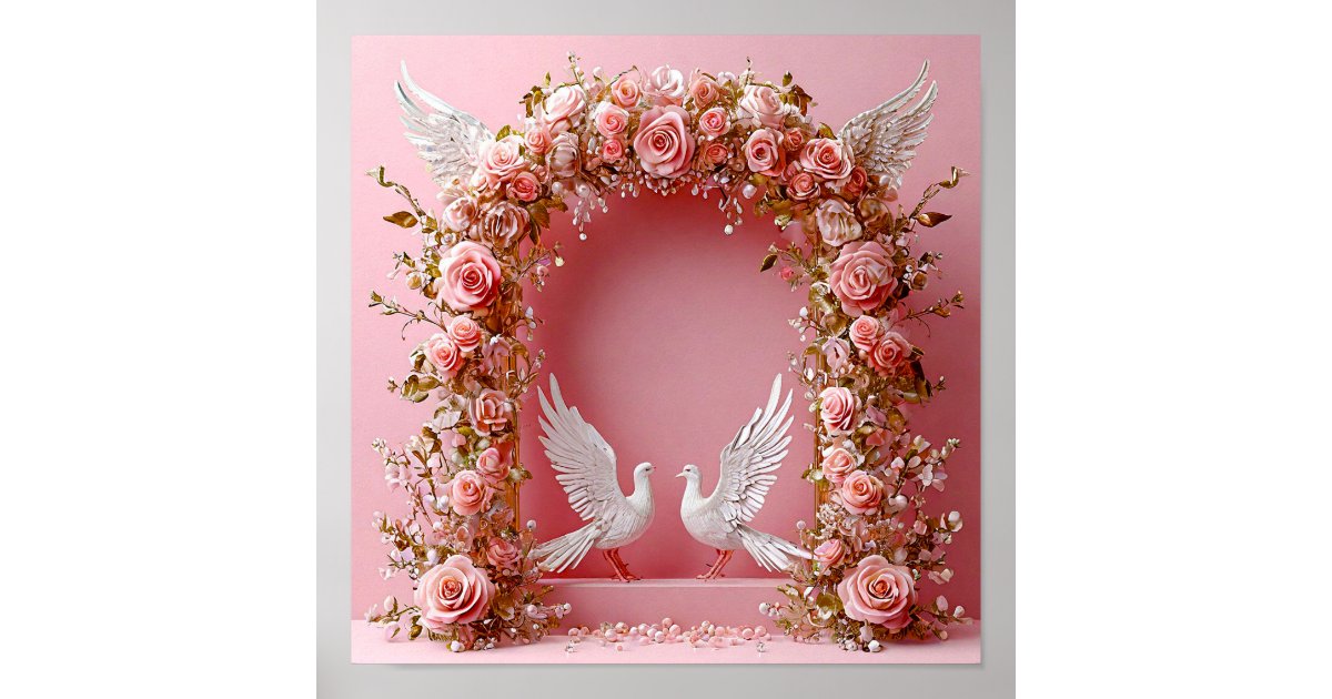 Wedding arch and doves poster | Zazzle