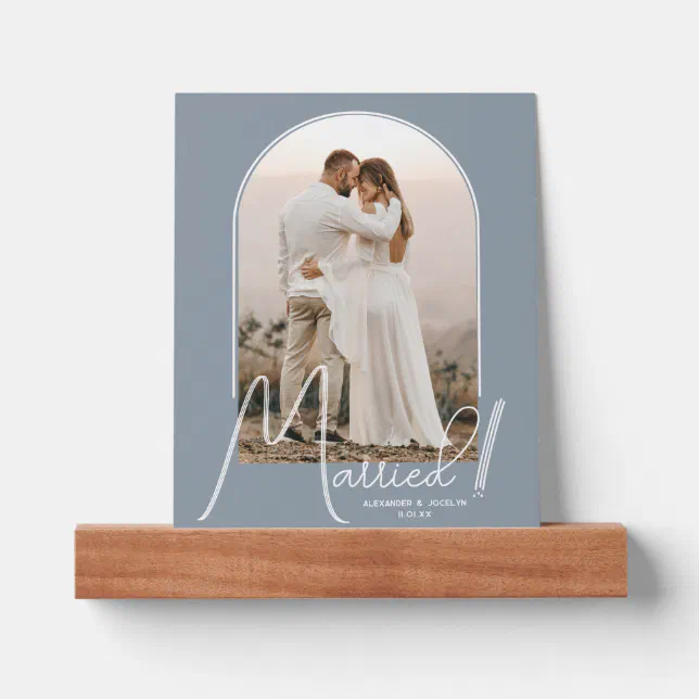 Wedding Arch Photo Dusty Blue Picture Ledge | Zazzle