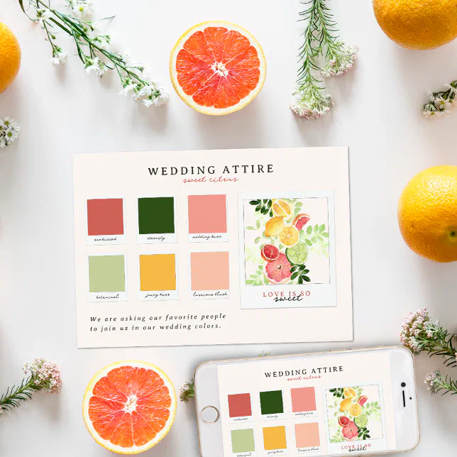 Wedding Attire | Citrus Color Palette Invitation | Zazzle