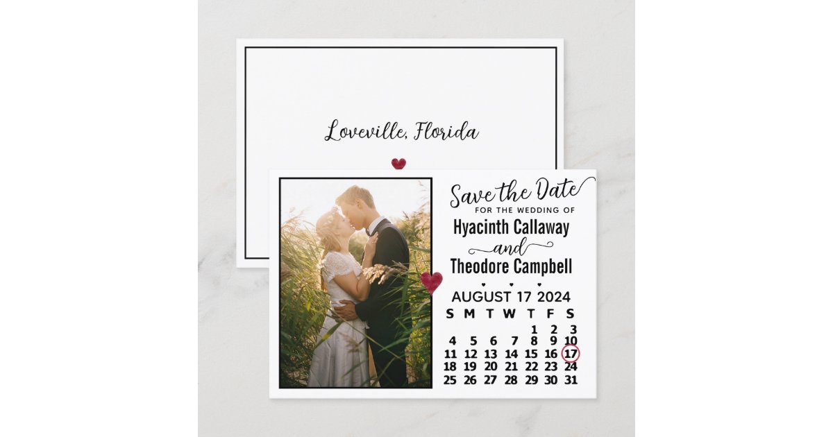 Wedding August 2024 Calendar Custom Photo White Save The Date | Zazzle