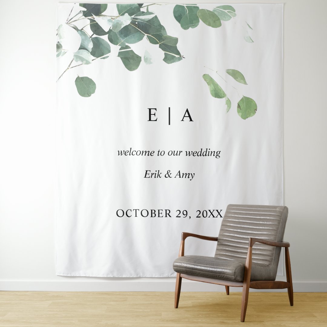 Wedding backdrop, welcome sign eucalyptus | Zazzle