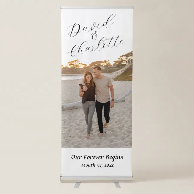 Wedding Banner, Couple's Photo With Names Retractable Banner | Zazzle