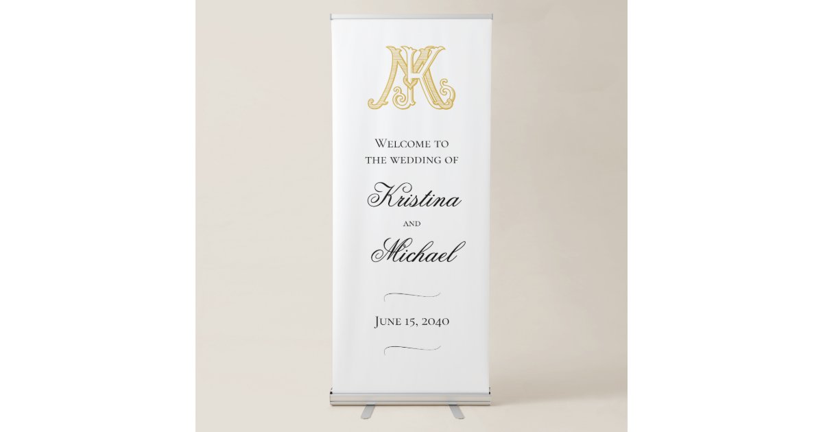 Wedding Banner KM Monogram or MK Monogram | Zazzle