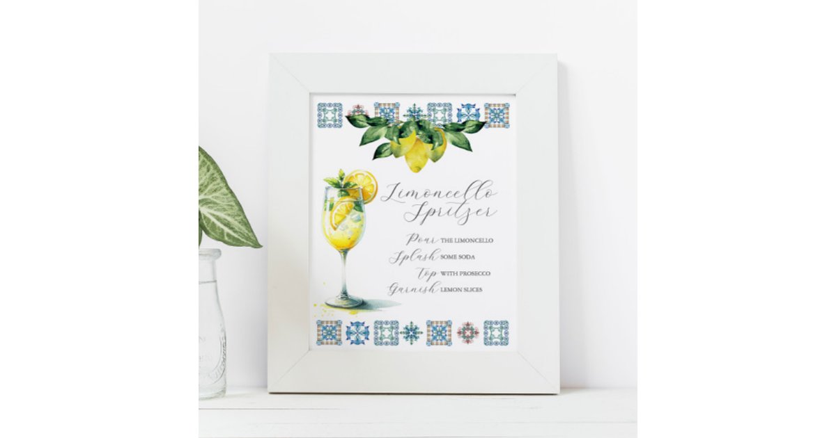 Wedding Bar Sign Limoncello Spritzer Recipe | Zazzle