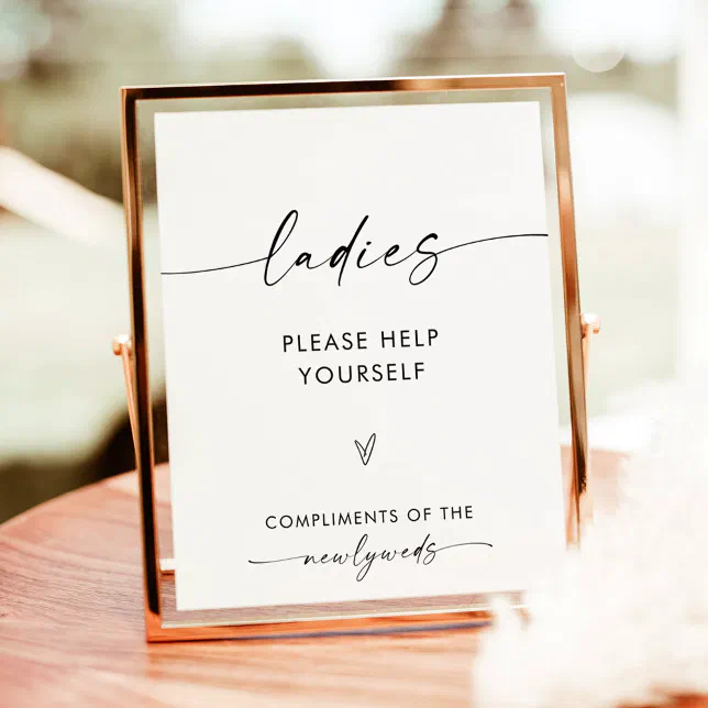 Wedding Bathroom Sign | Minimalist Restroom Sign | Zazzle