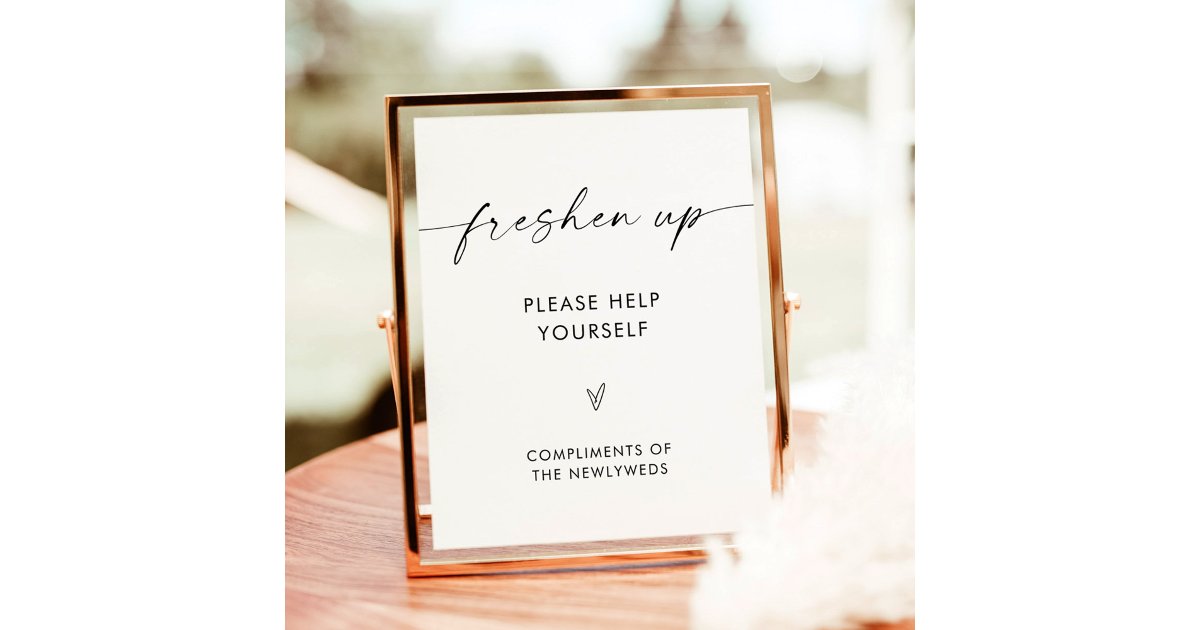 Wedding Bathroom Sign, Minimalist Restroom Sign | Zazzle